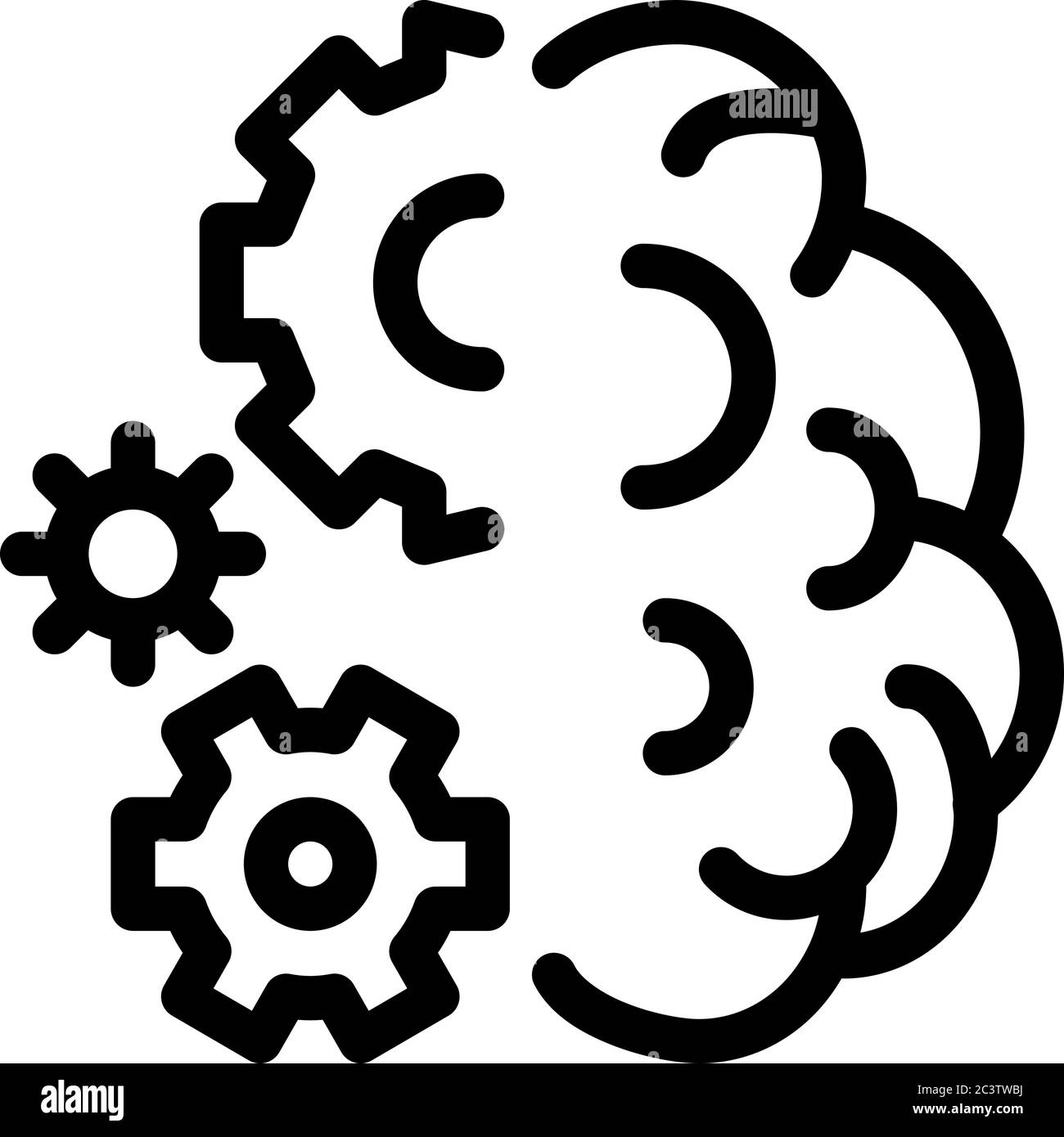 brain work mechanical gears icon vector outline illustration Stock ...