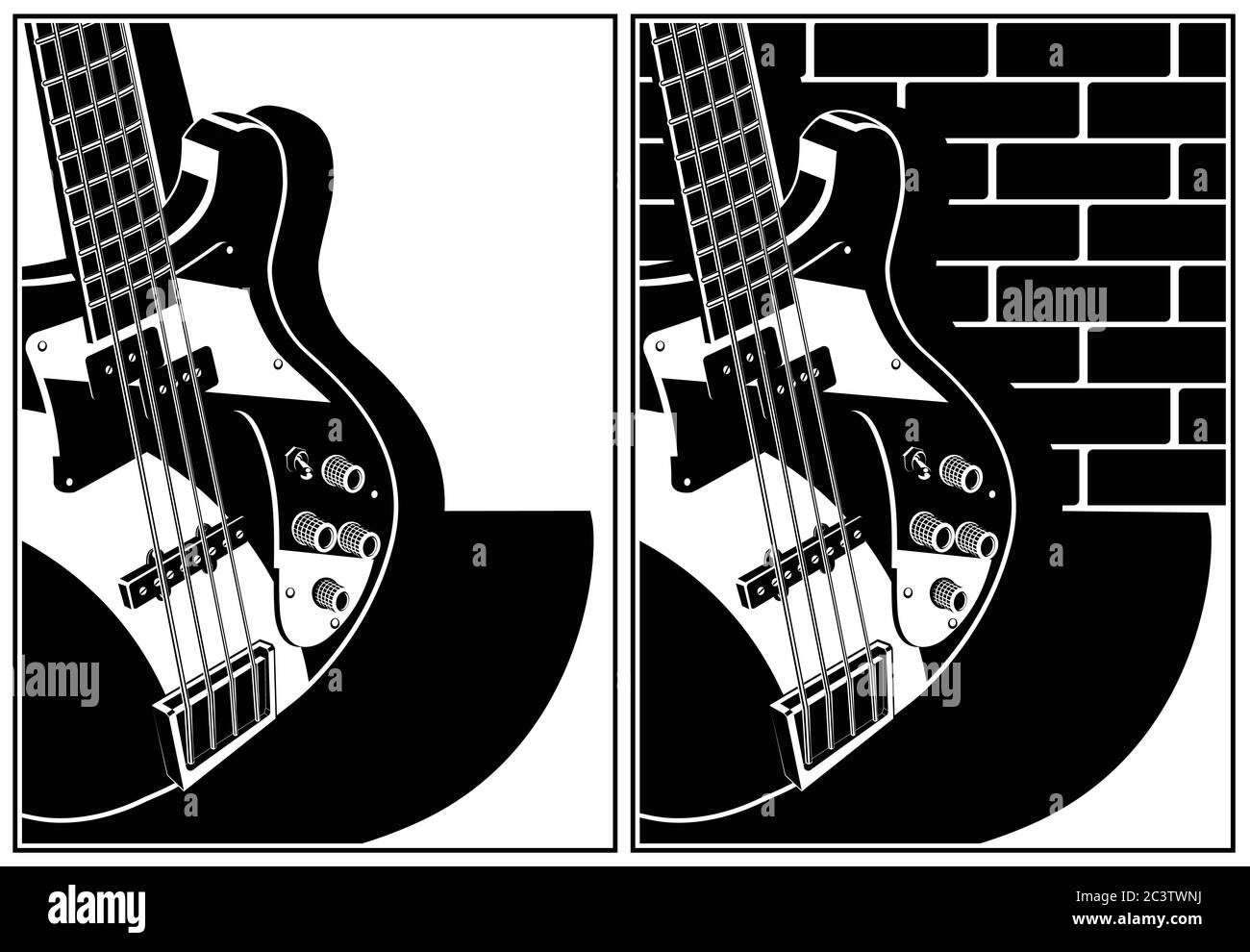 Two stylized vector illustration of an electric guitar Stock Vector ...