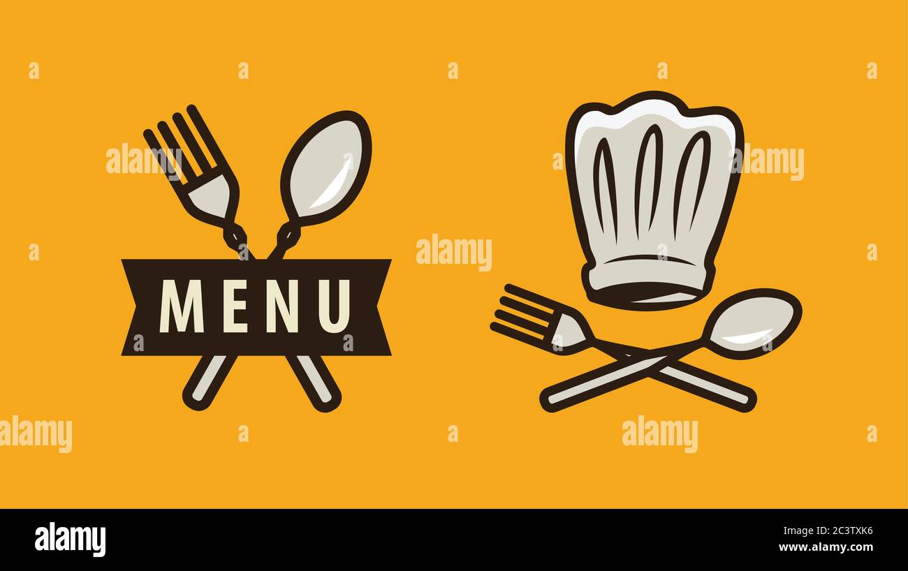 Cuisine, cooking logo or label. Menu design for cafe and restaurant ...