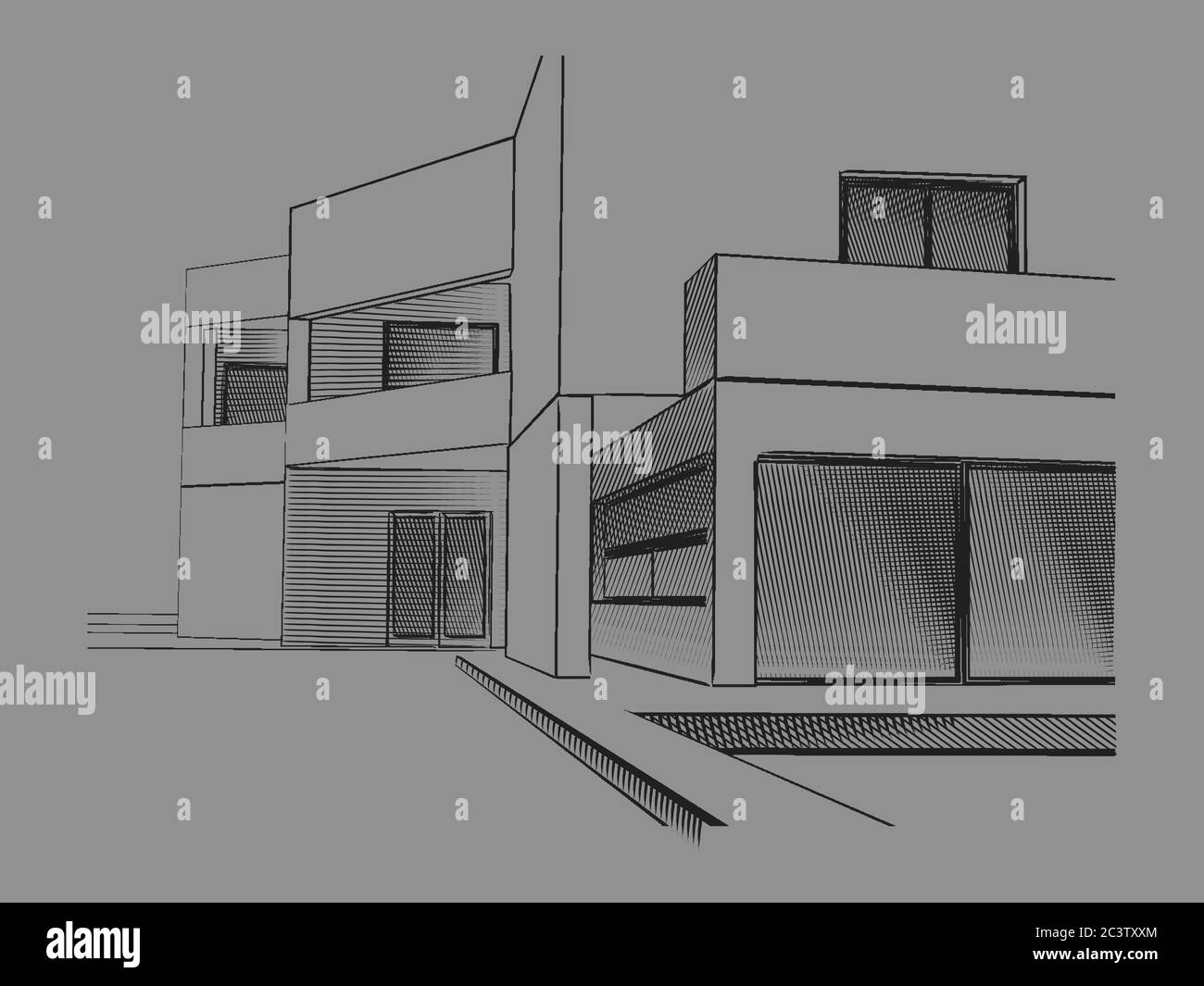 Stylized vector illustration of modern house sketch Stock Vector Image ...