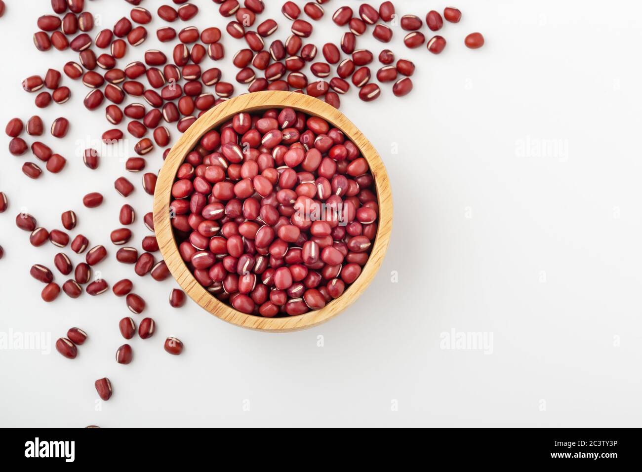 Azuki red bean in wooden bowl on white background with copy space Stock ...