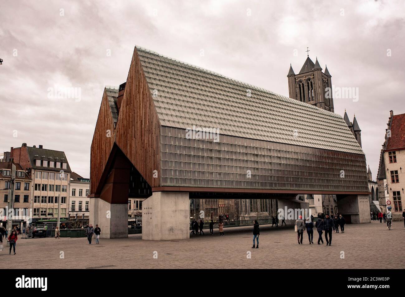 Stadshal building (City Hall) canopy in ghent city centre. Ghent stock ...