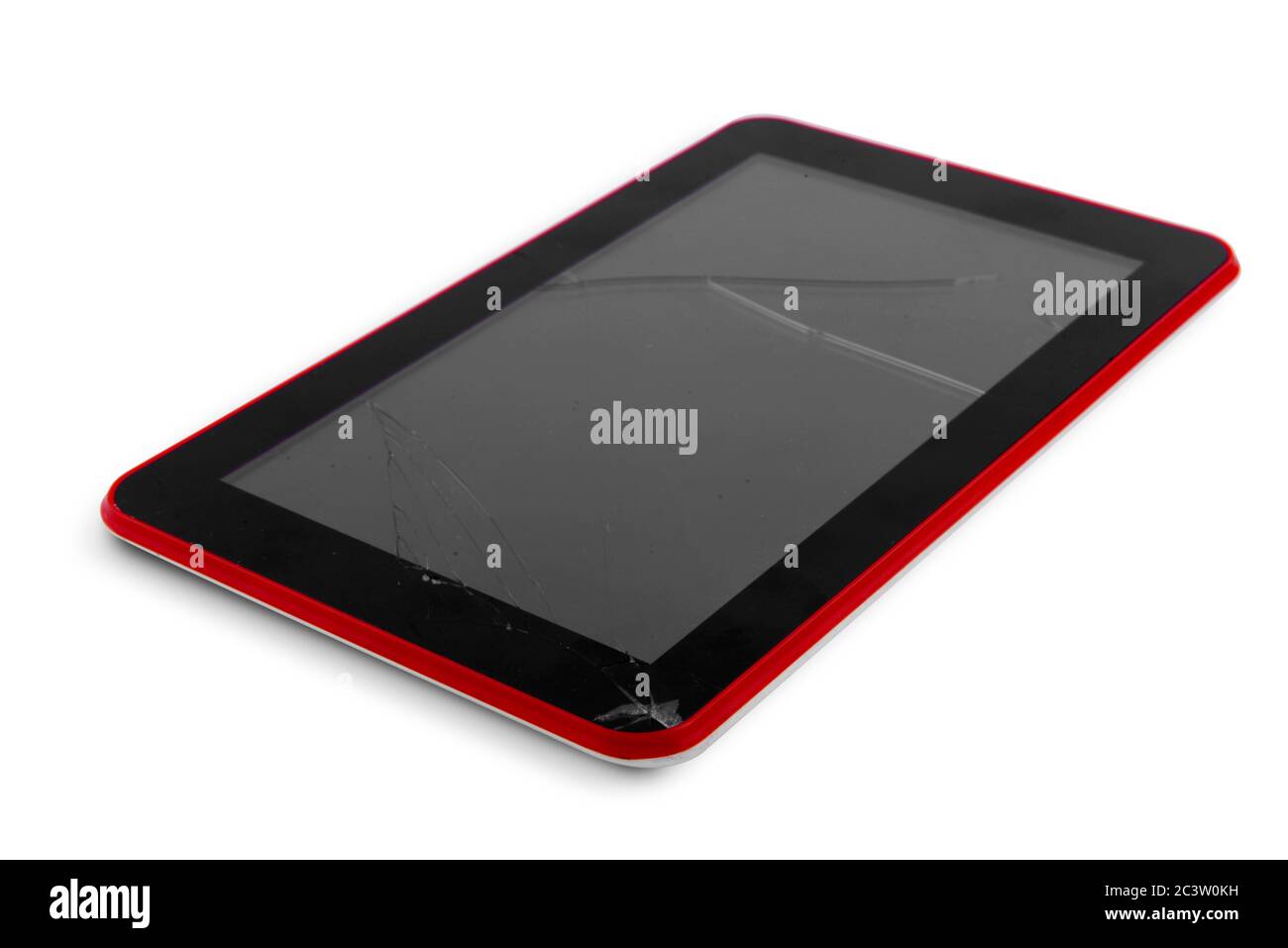 Tablet with broken glass screen isolated over white background Stock ...
