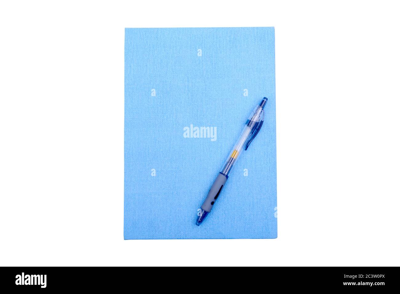 Colored paper with pen isolated over white background Stock Photo - Alamy