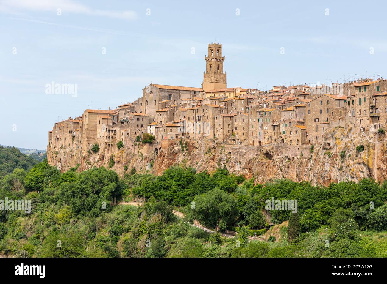The medieval hill town of Pitigliano built on a tuff rock cliff ...