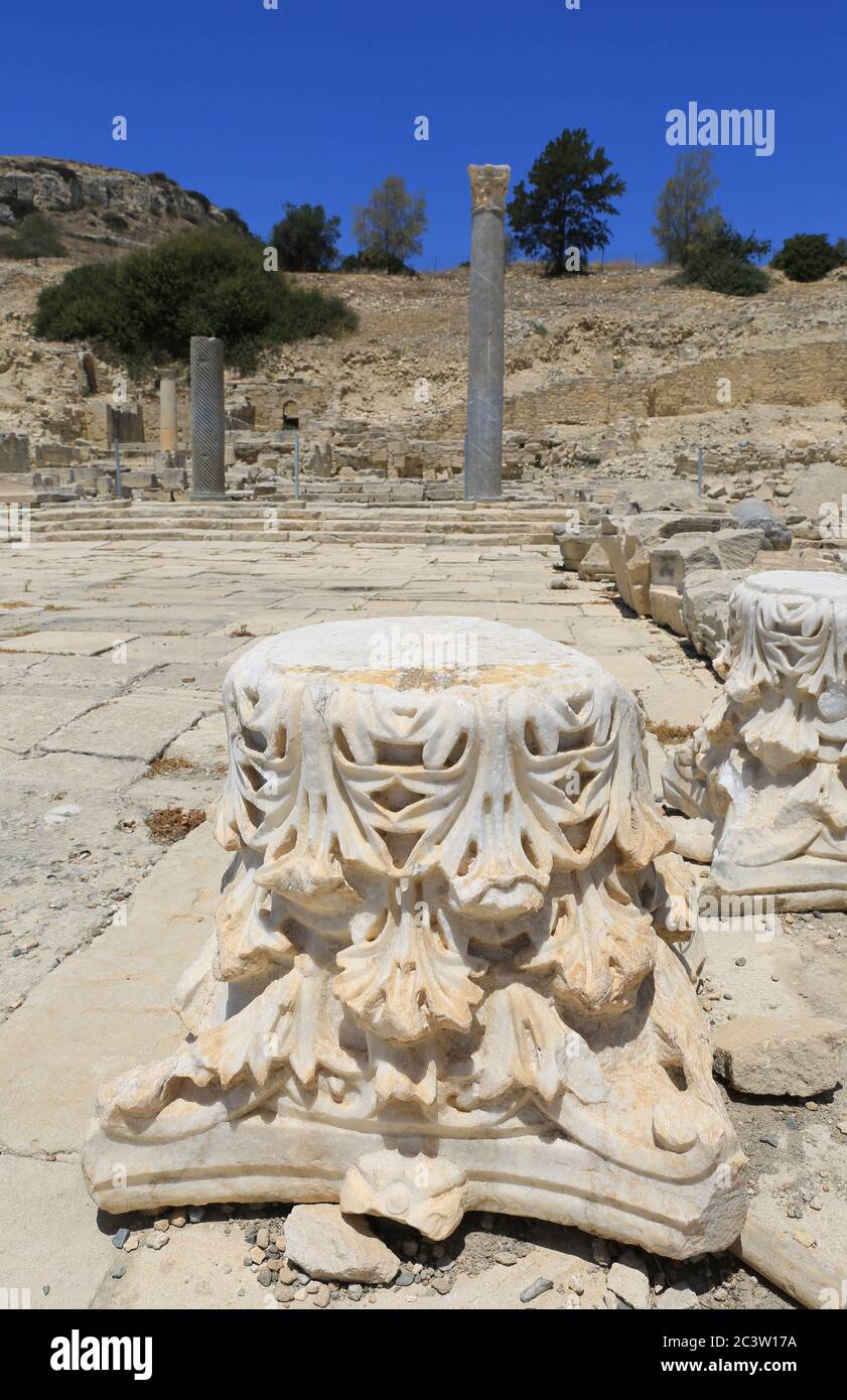 old antique ruins in Amathus city. Pillars and place. Take it in Cyprus ...