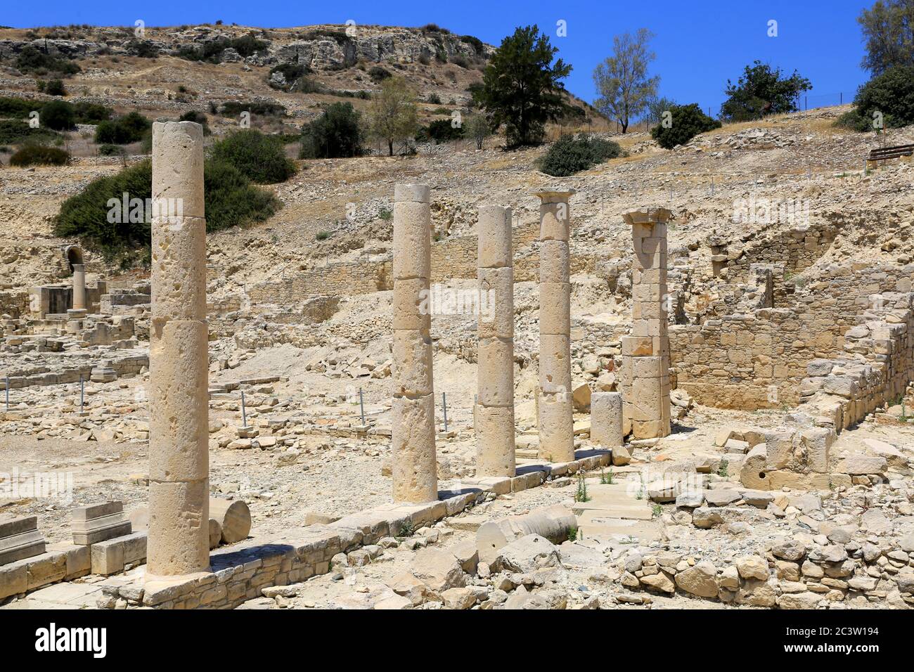 ruins of old Amathus city in Cyprus, stone antique pillars Stock Photo ...