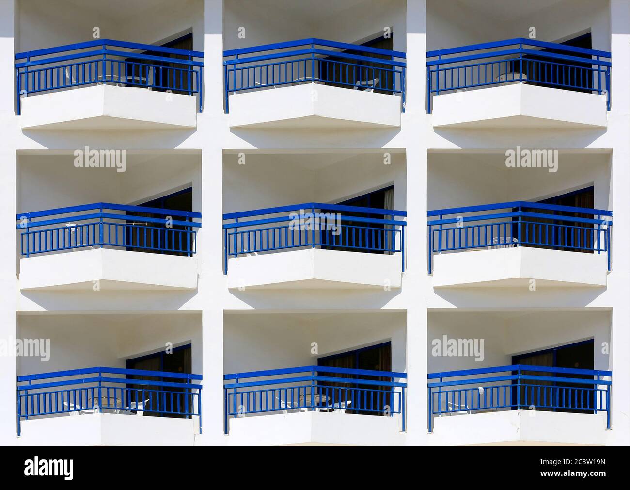 Abstract blue and white balcony building texture Stock Photo - Alamy