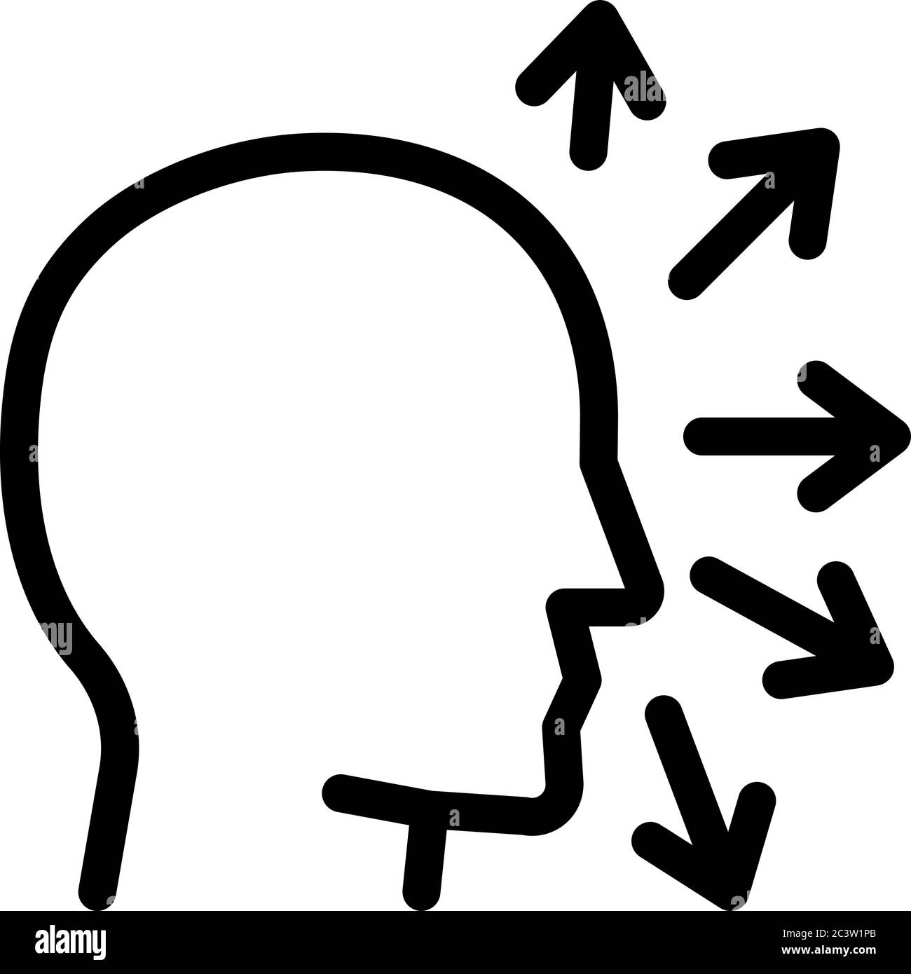 human head and arrows icon vector outline illustration Stock Vector ...