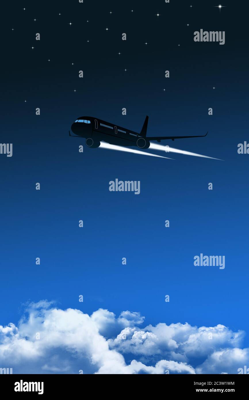 Night plane hi-res stock photography and images - Alamy