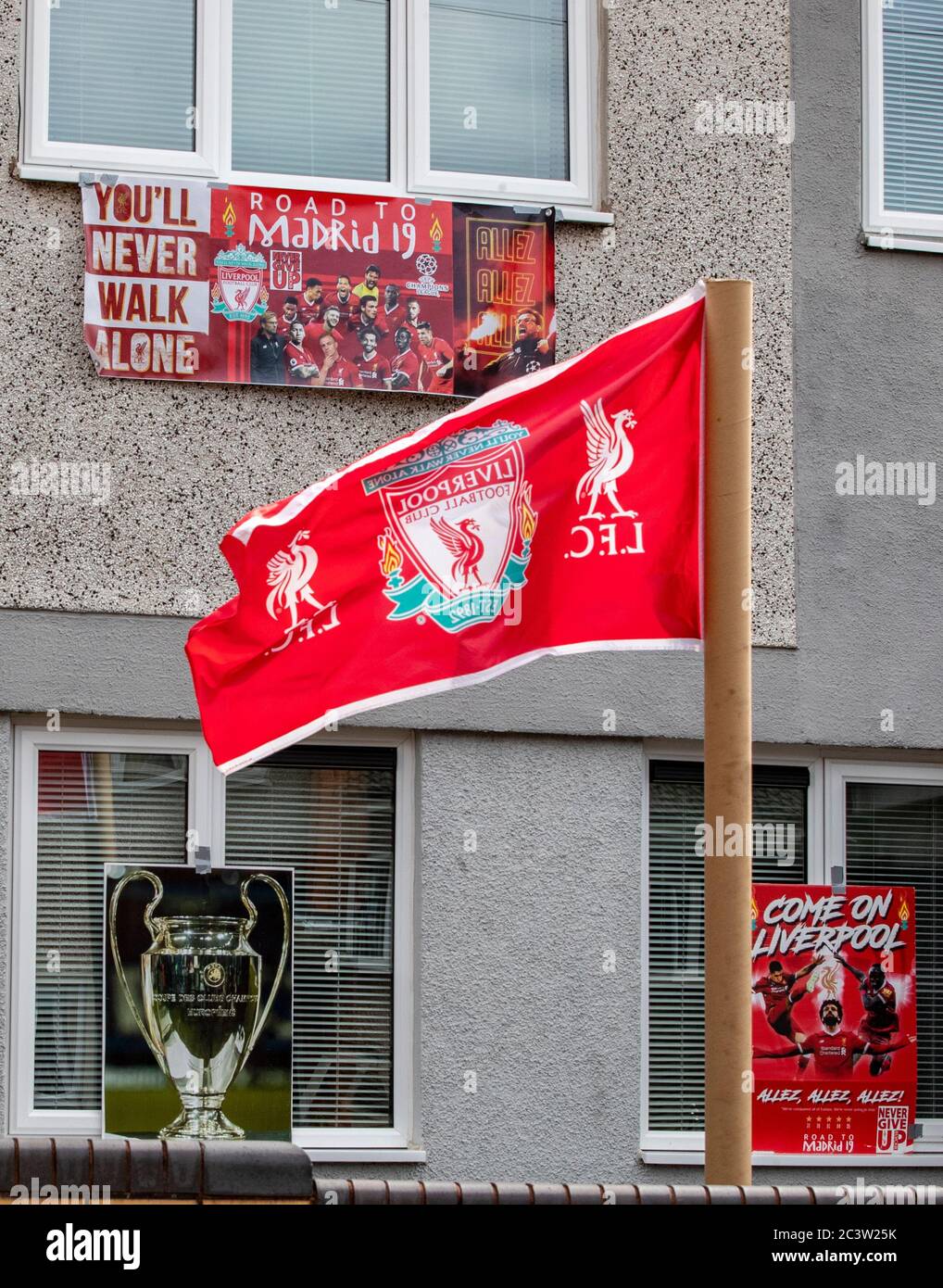 Homes around Merseyside, Liverpool, showing support for Liverpool FC as ...