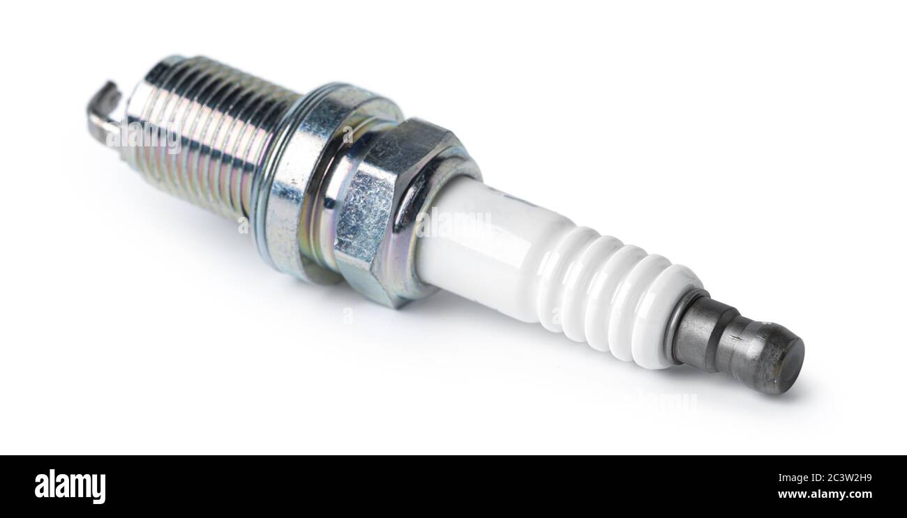 Car part. Spark plugs isolated on white Stock Photo - Alamy