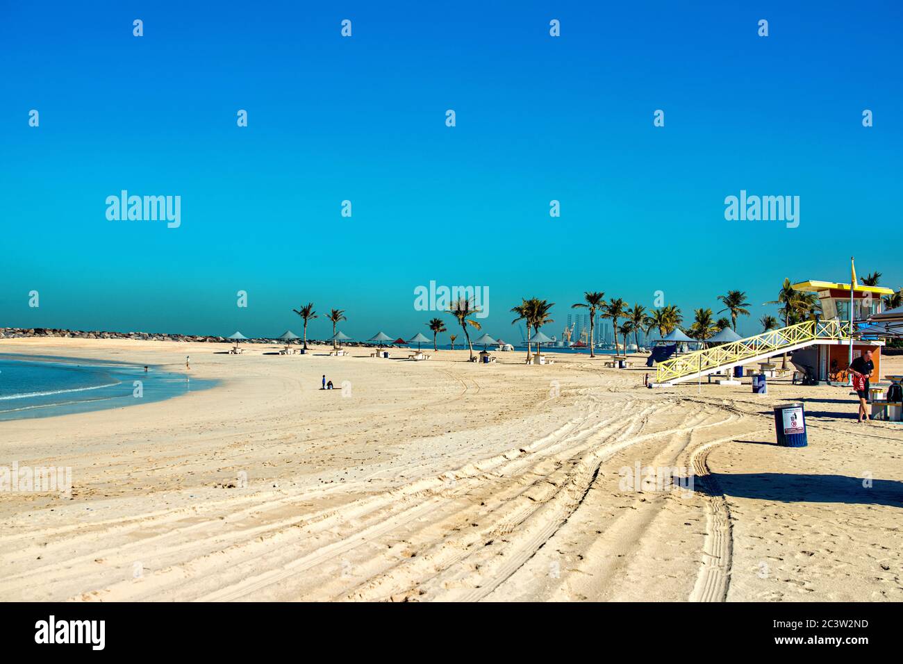 Dubai, United Arab Emirates January 16, 2020: Beautiful public beach ...