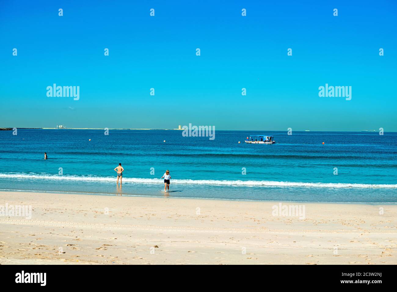 Dubai, United Arab Emirates January 16, 2020: Beautiful public beach ...