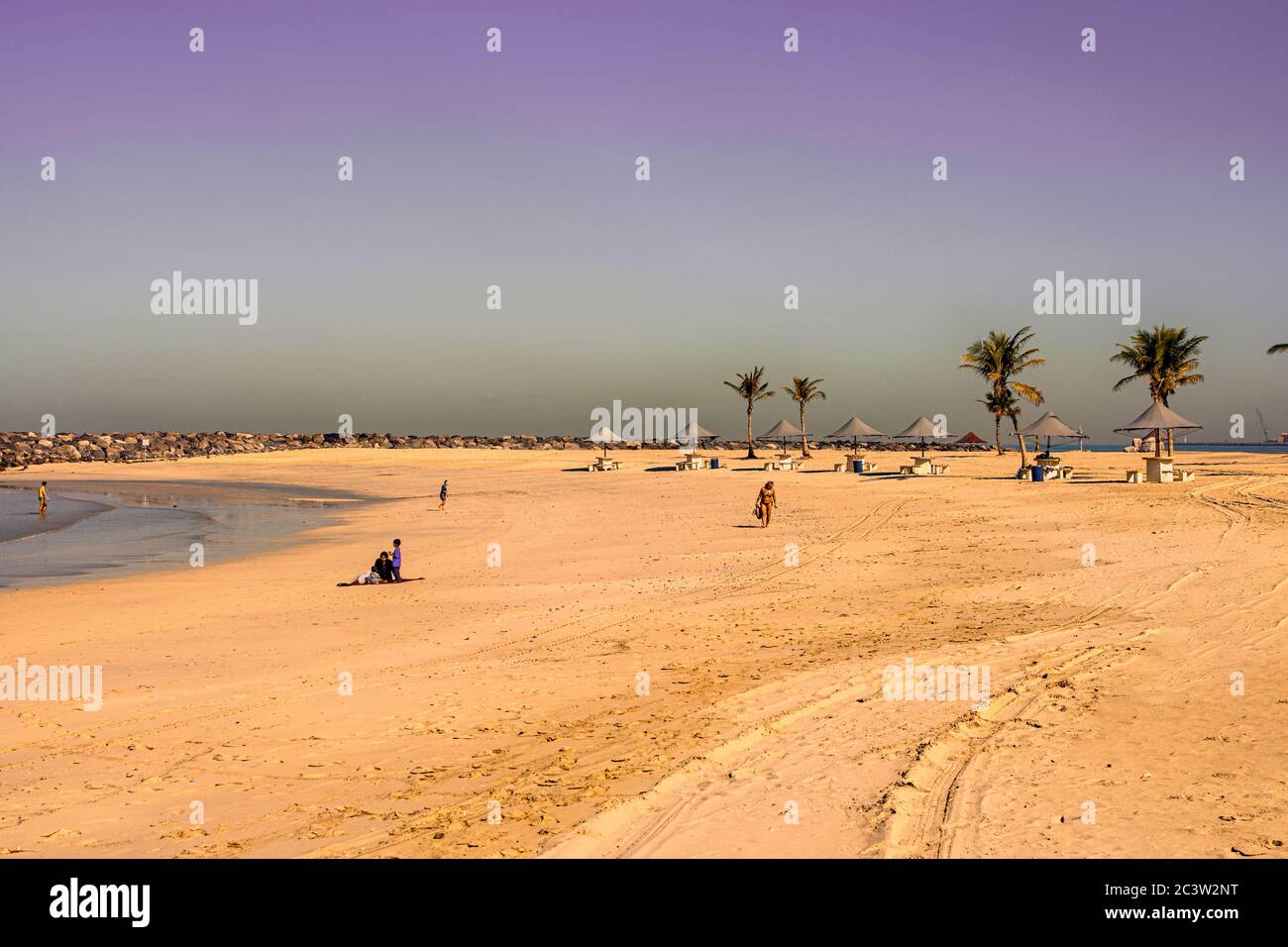 Dubai, United Arab Emirates January 16, 2020: Beautiful public beach ...