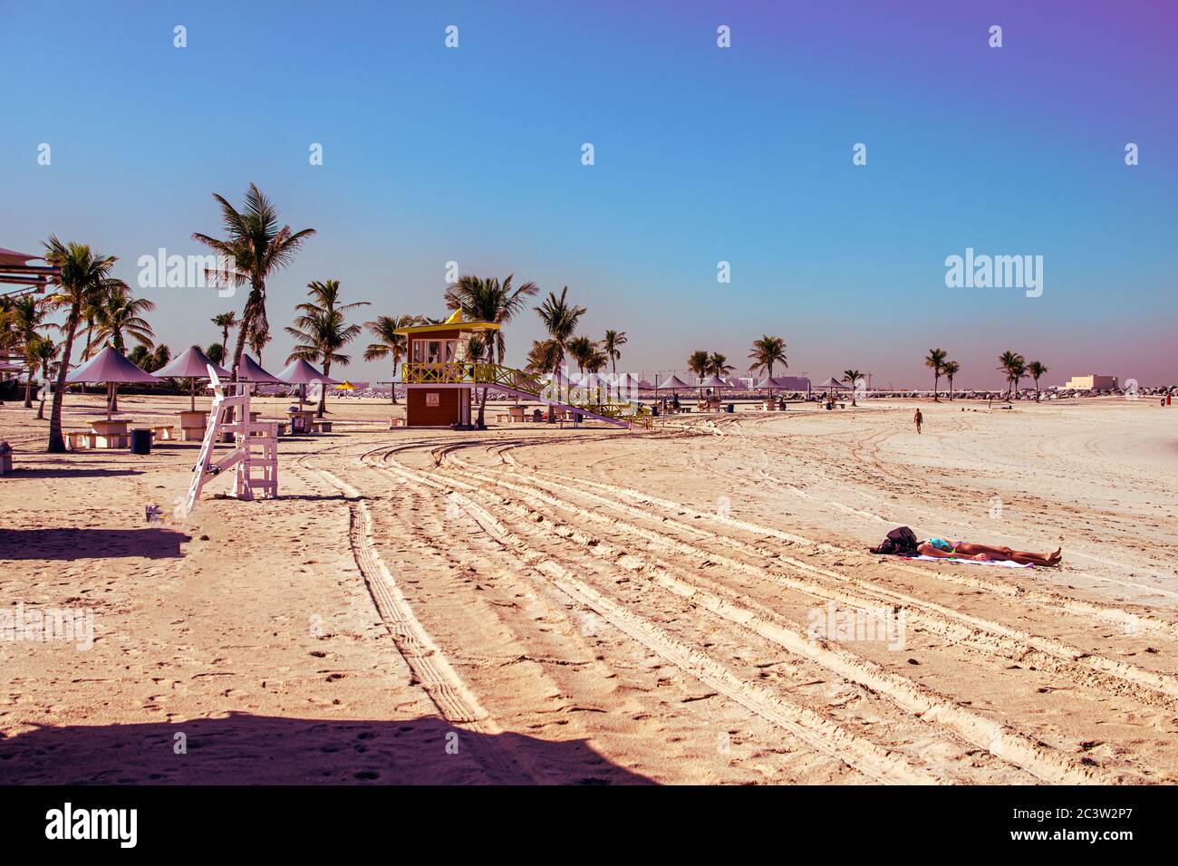 Dubai, United Arab Emirates January 16, 2020: Beautiful public beach ...