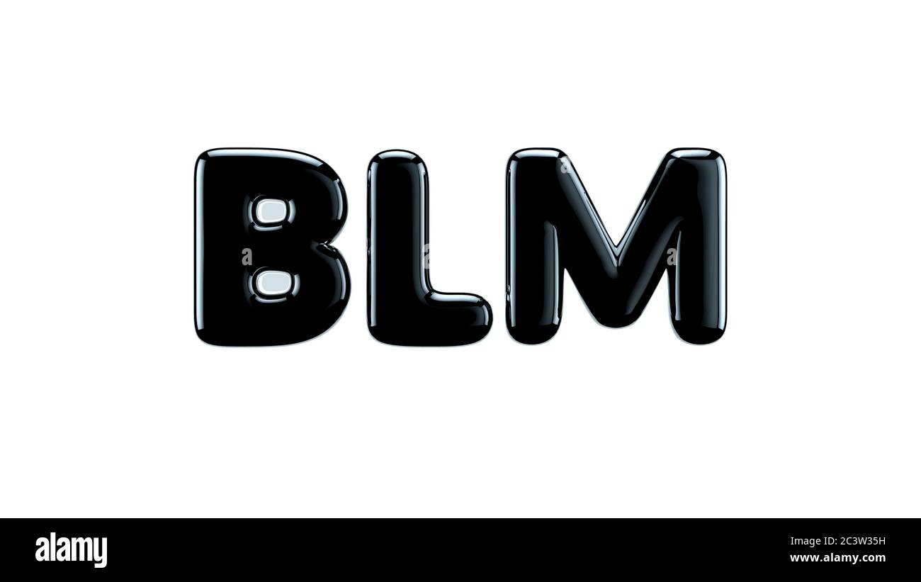 The inscription in black letters BLM white background 3d rendering ...