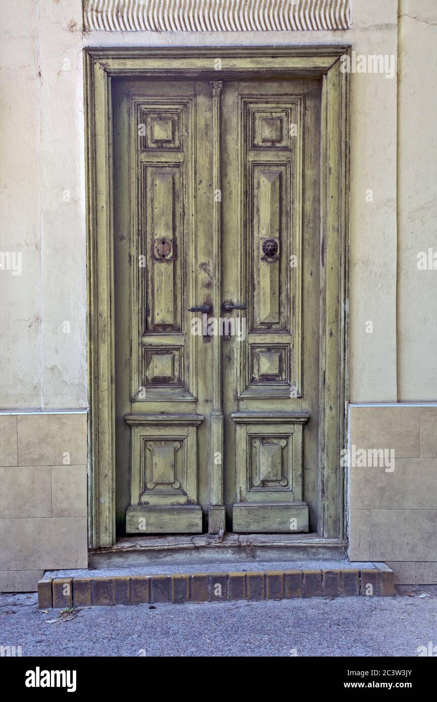 Beautiful big old wooden gate in the old preserved city street Stock ...