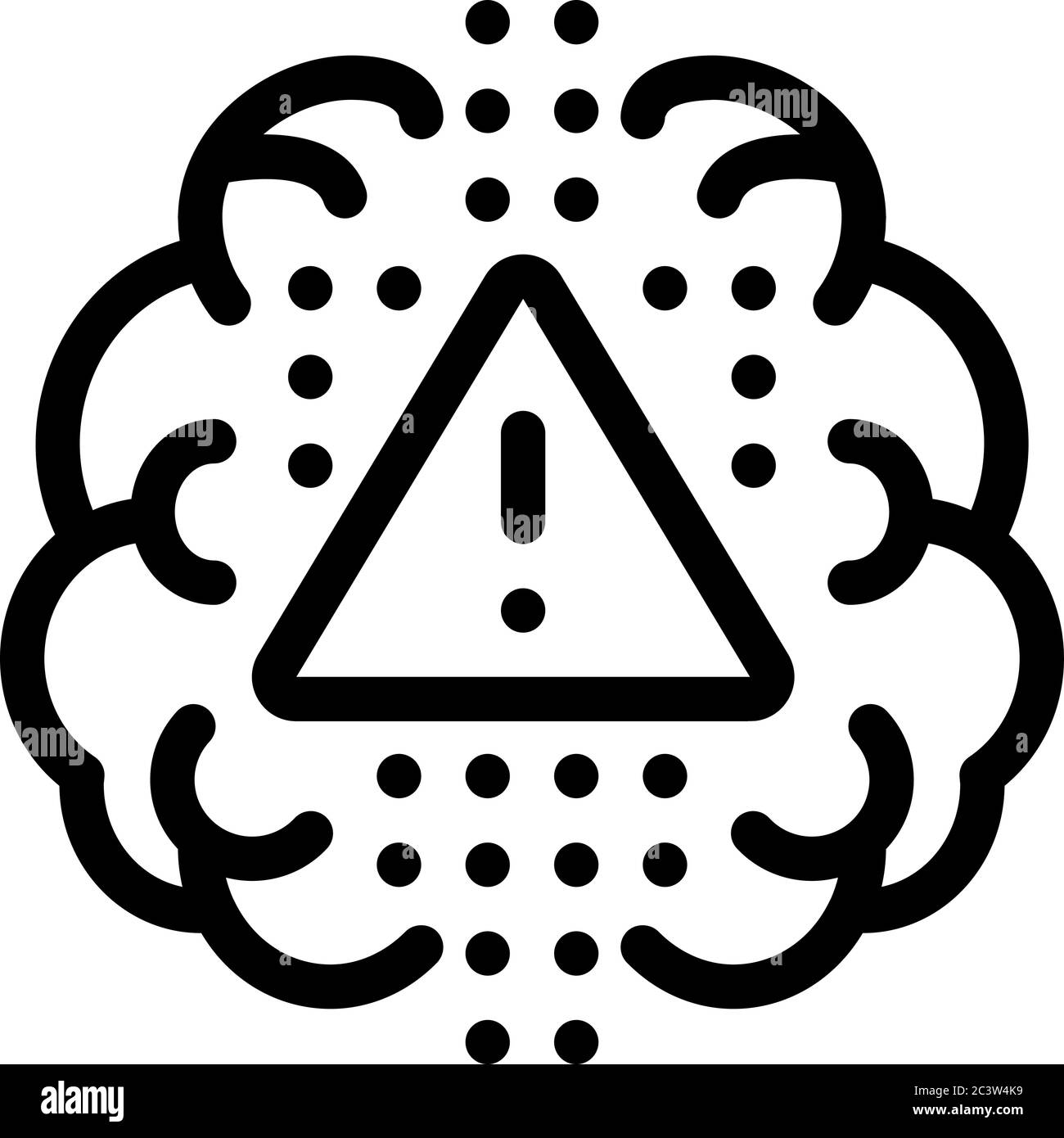 brain exclamation mark icon vector outline illustration Stock Vector ...