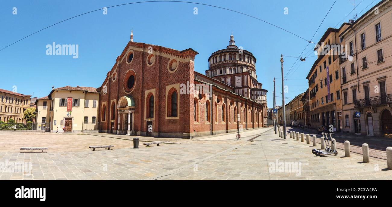 Panorama of the exterior of the Santa Maria delle Grazie Church where ...