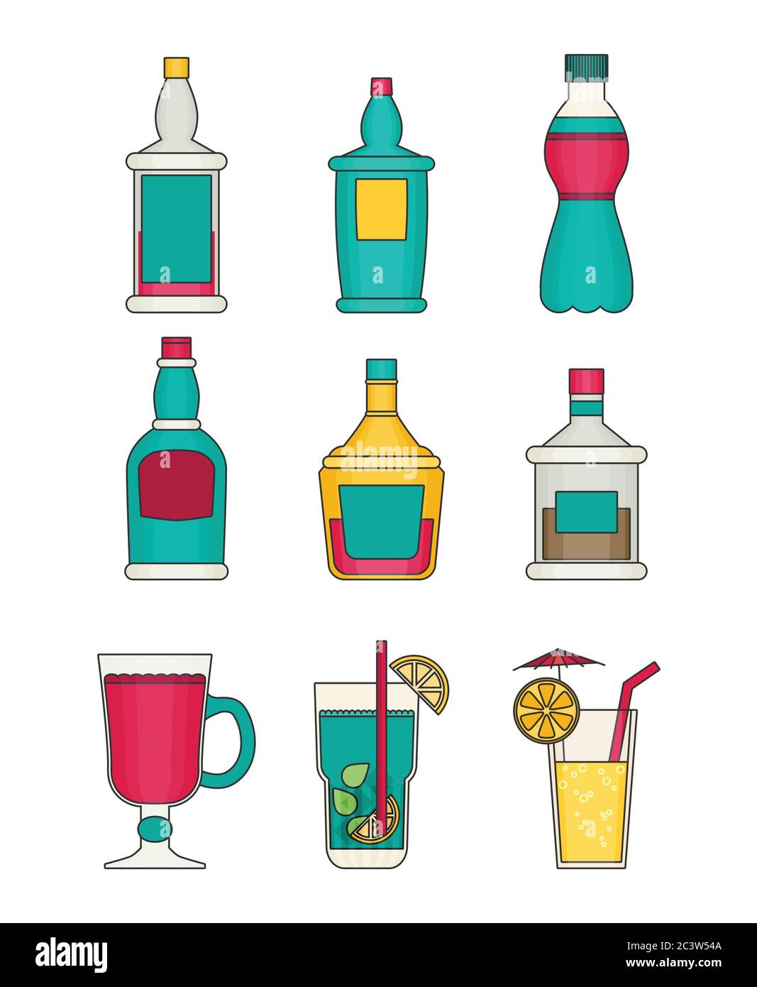 Alcohol flat vector icons set Stock Vector Image & Art - Alamy