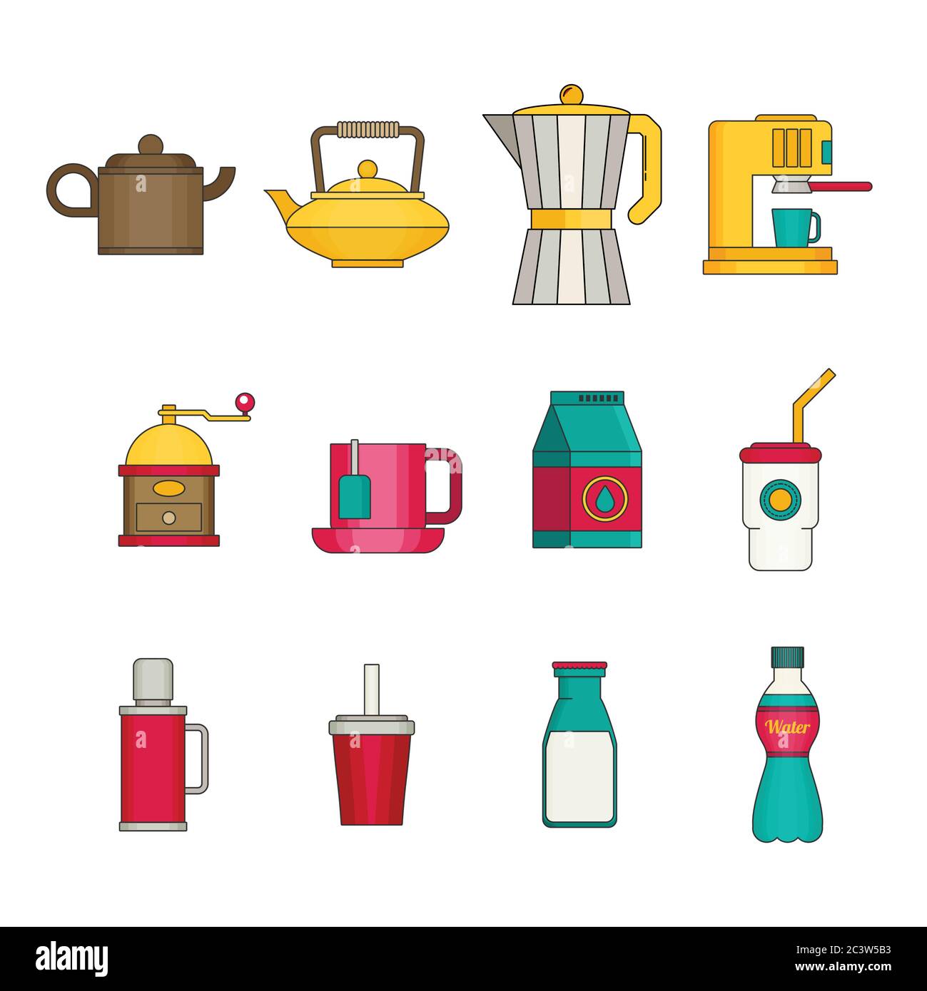 Drink icon set. Flat vector Stock Vector Image & Art - Alamy