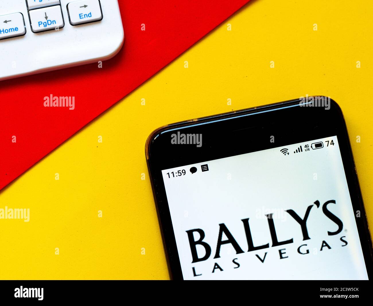 In this photo illustration a Bally’s Las Vegas logo seen displayed on a ...