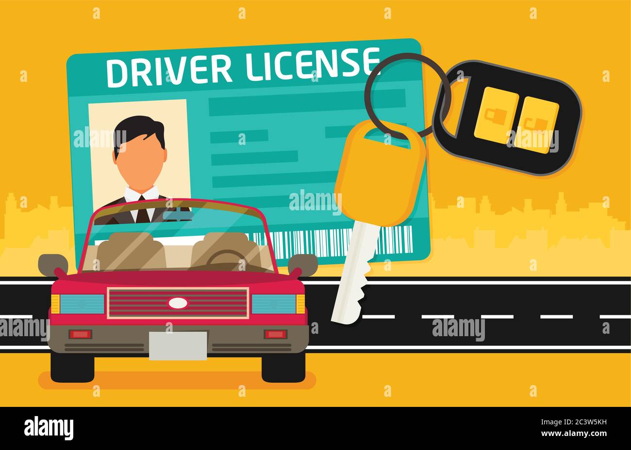 Car driver license identification with photo, keys and car Stock Vector ...
