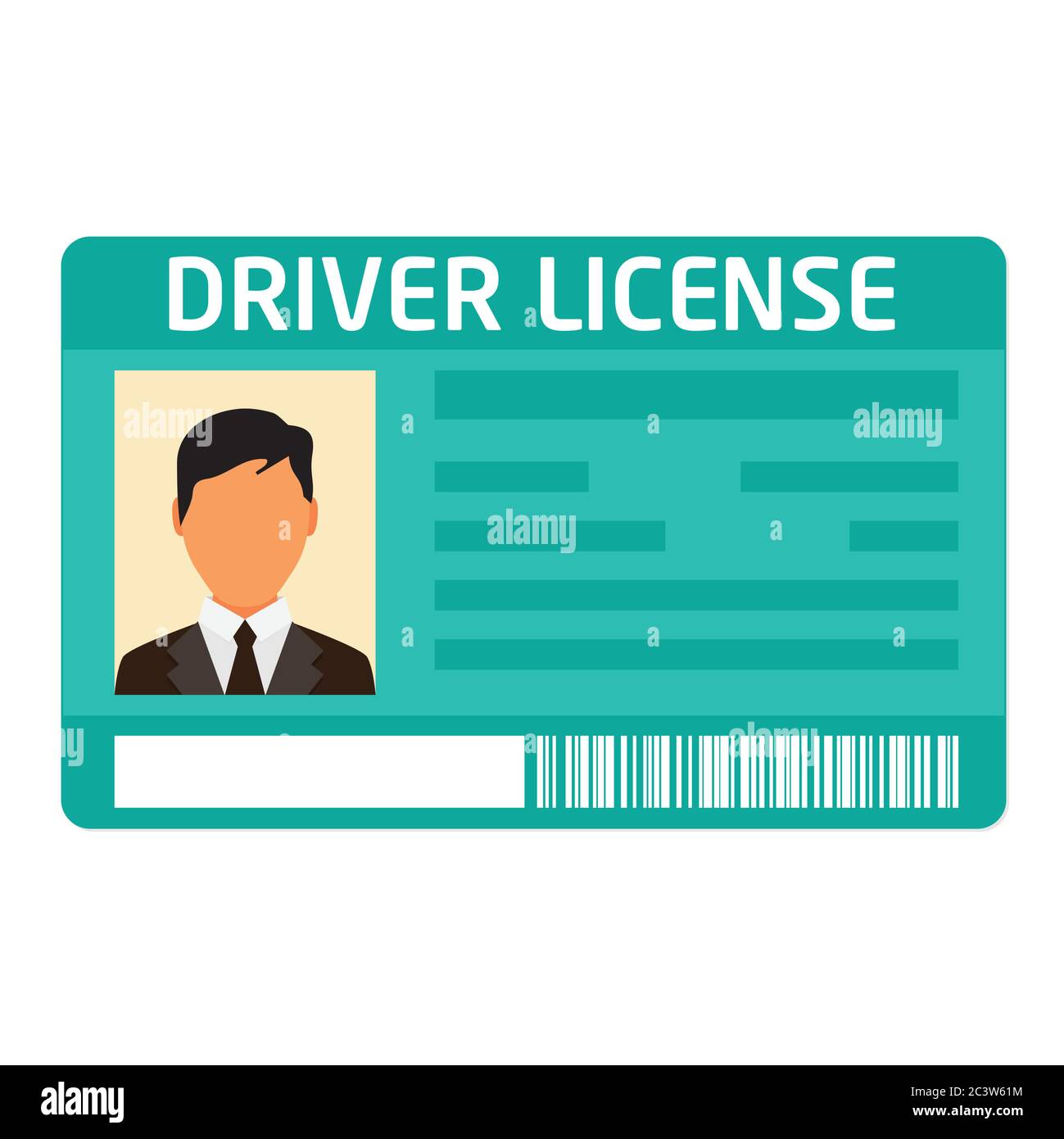 Car driver license identification with photo isolated on white ...