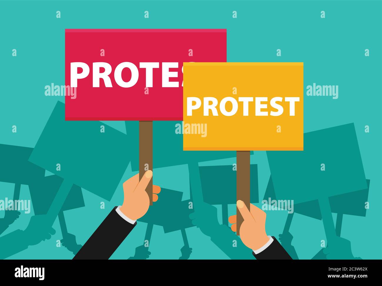 Hand holding protest sign flat illustration Stock Vector Image & Art ...