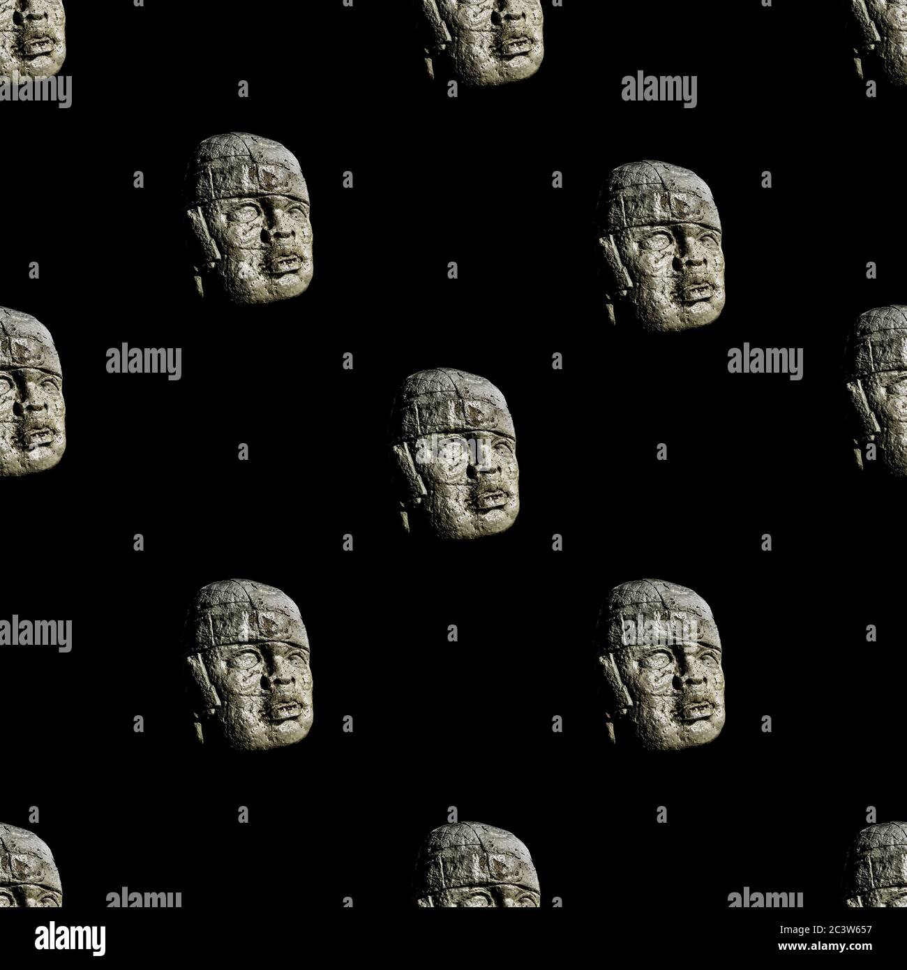 Mexican pre hispanic culture head art motif seamless pattern Stock ...