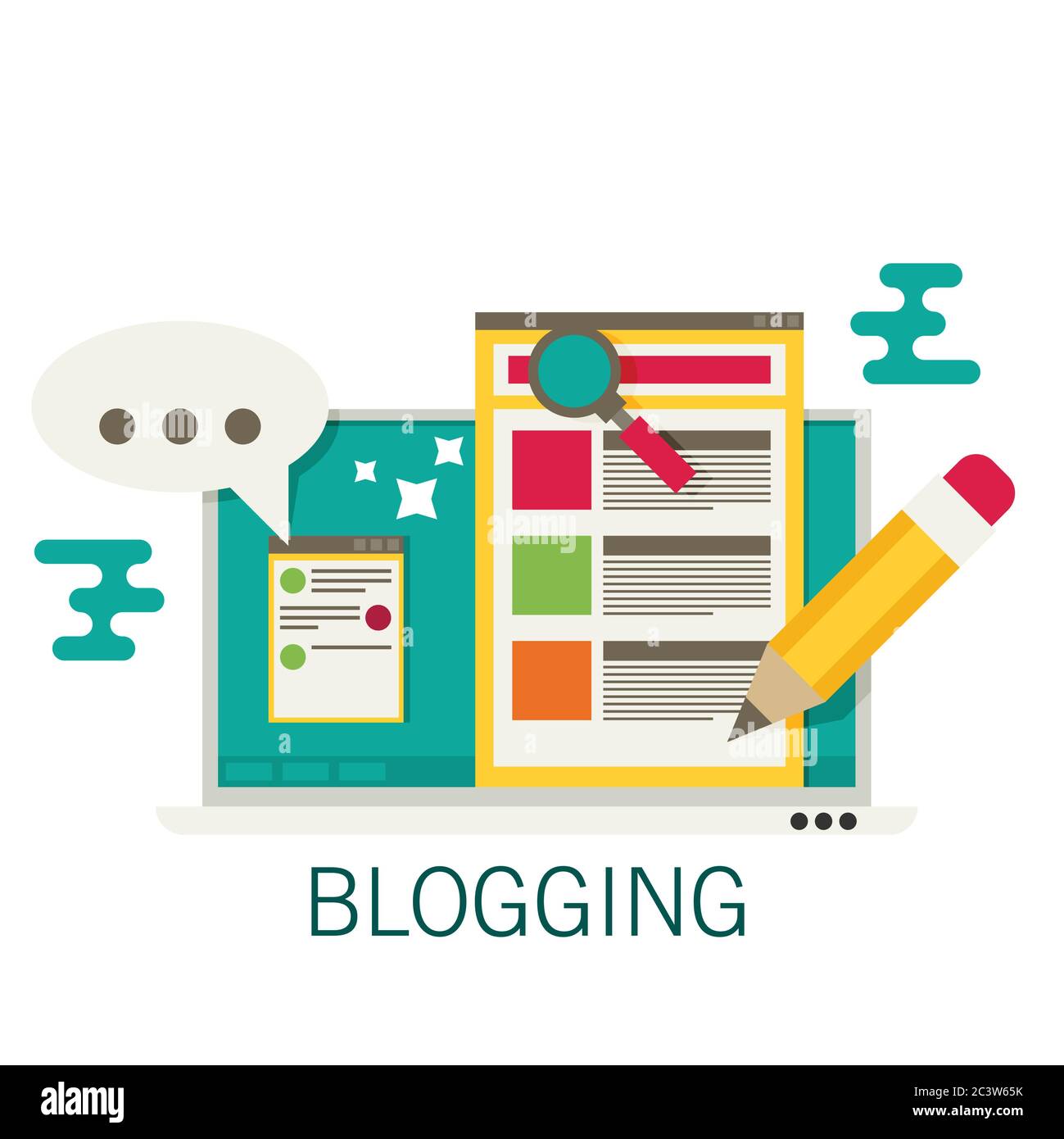 A Laptop with blogging activity. Flat vector Stock Vector Image & Art ...