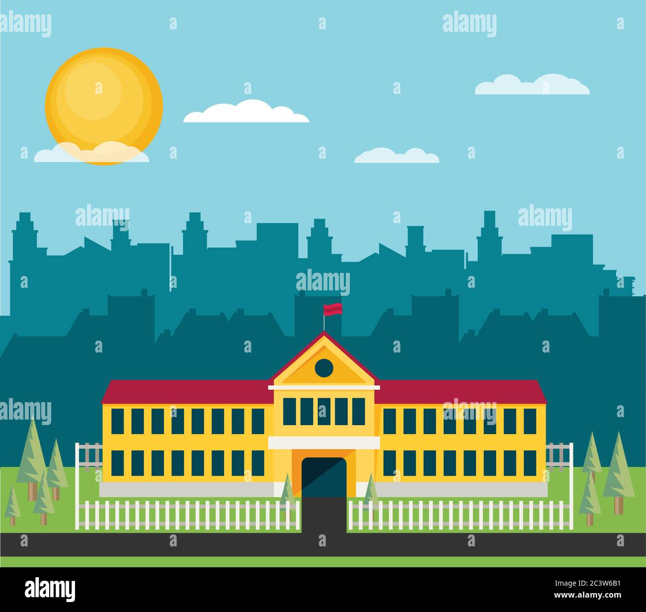 school flat illustration Stock Vector Image & Art - Alamy