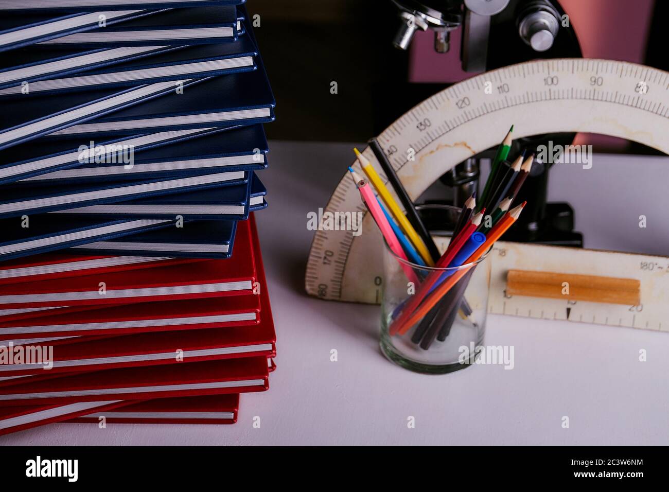 concept of red and blue books which lie on top of each other ...