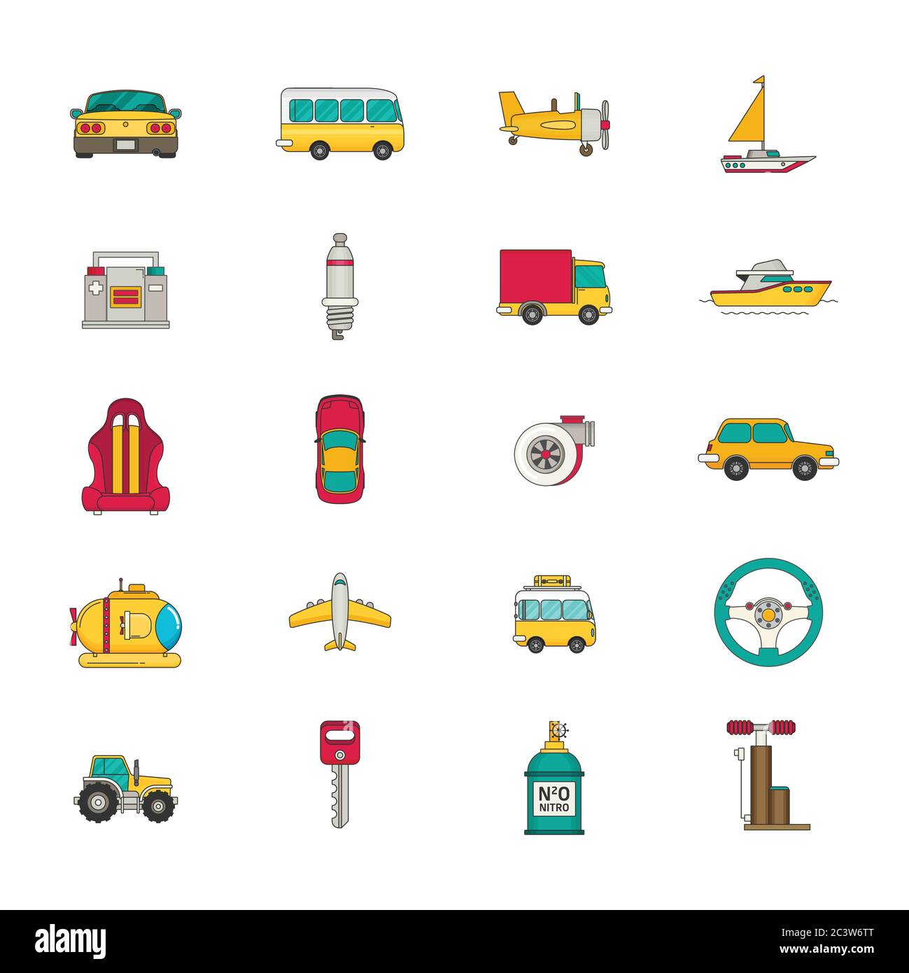 Transportation icon set. Flat vector Stock Vector Image & Art - Alamy