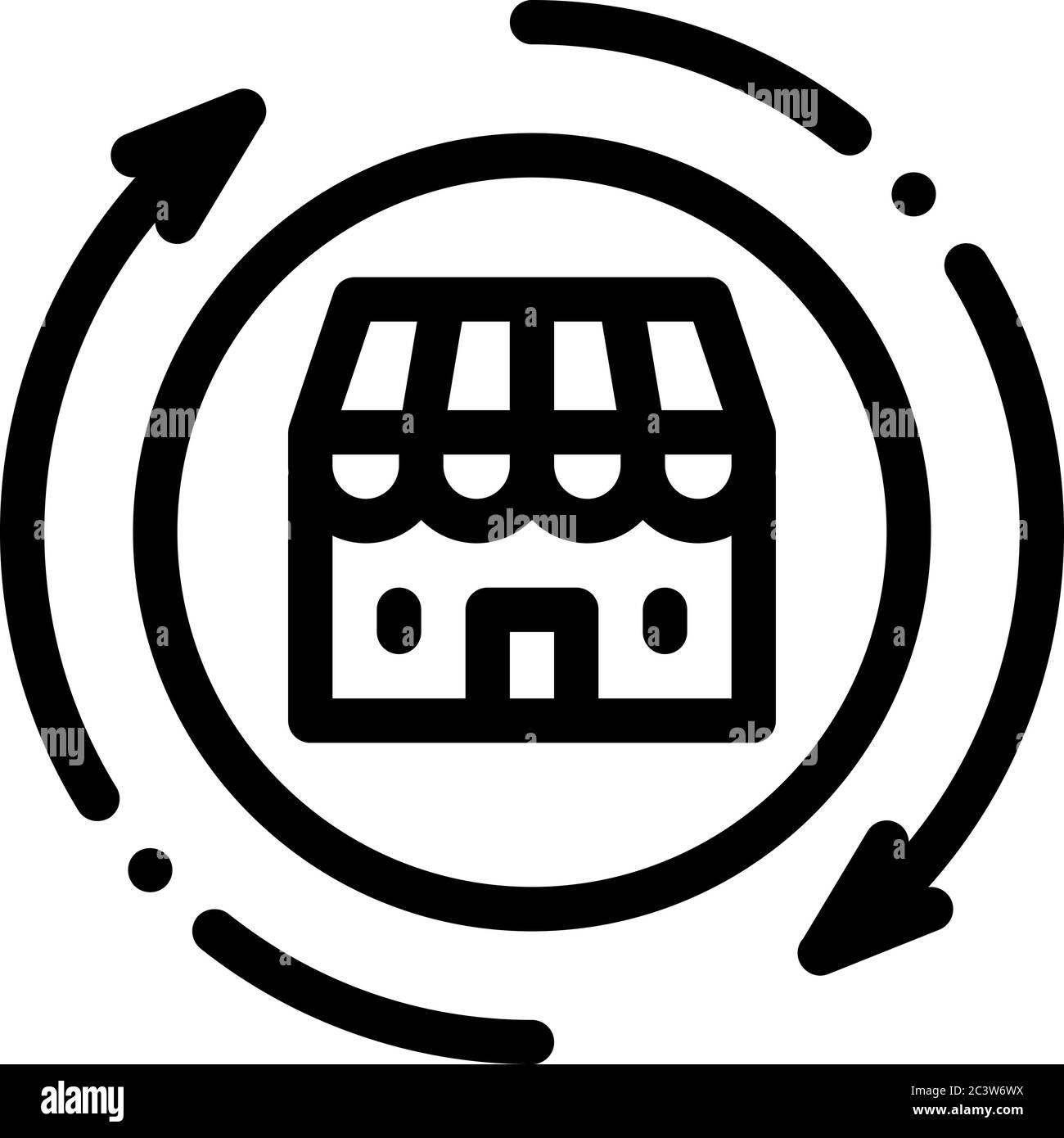 shop building round arrows icon vector outline illustration Stock ...