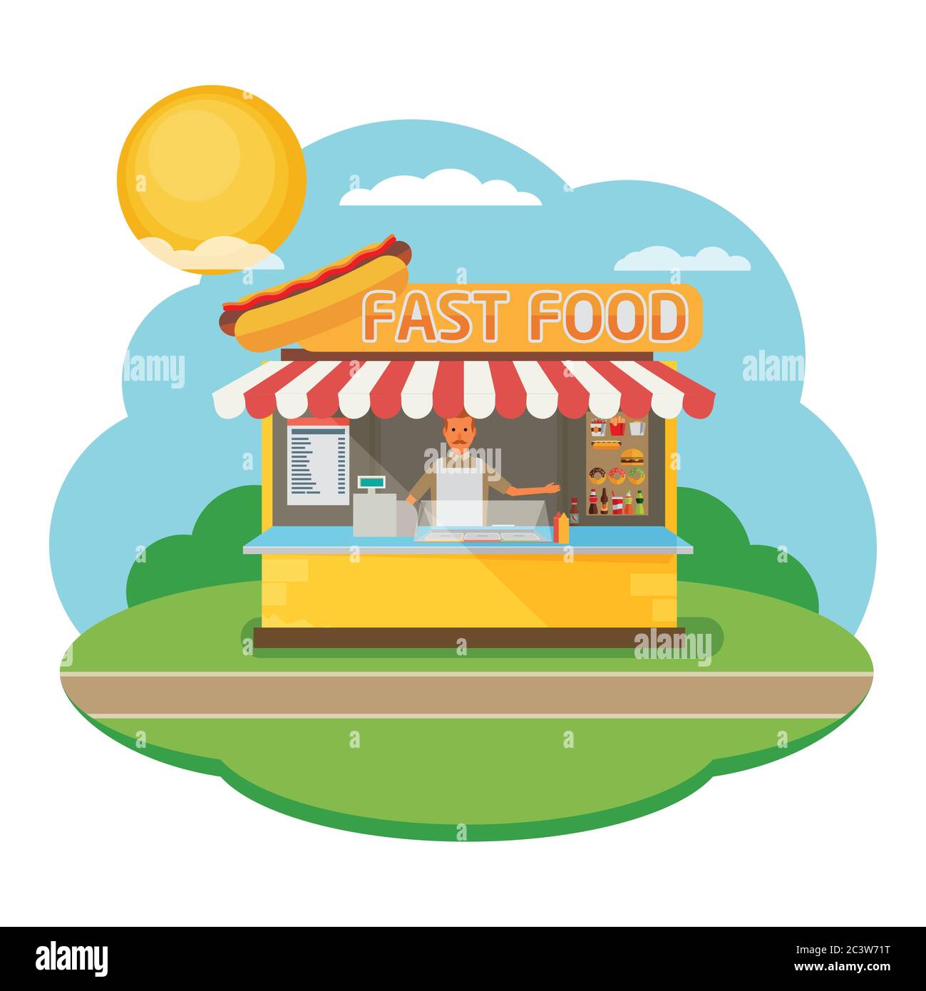 Stall sells fast food. Flat vector Stock Vector Image & Art - Alamy