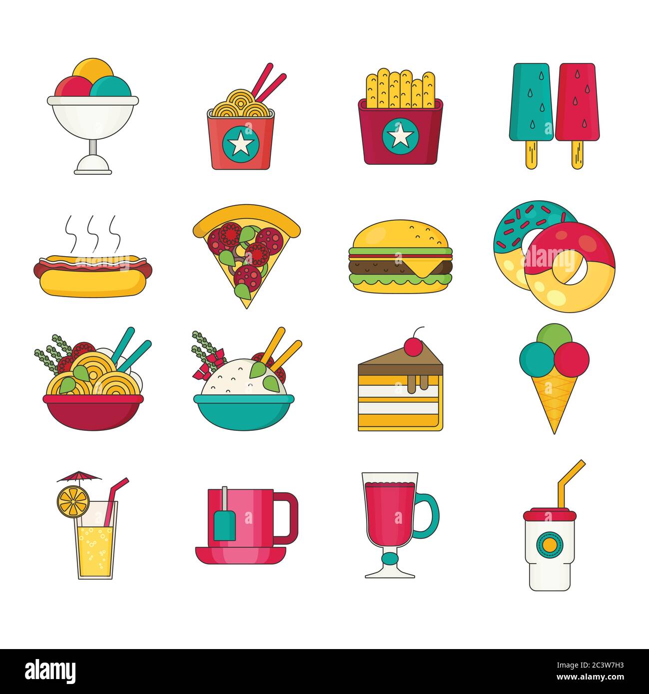 Fast food icons. Flat vector Stock Vector Image & Art - Alamy