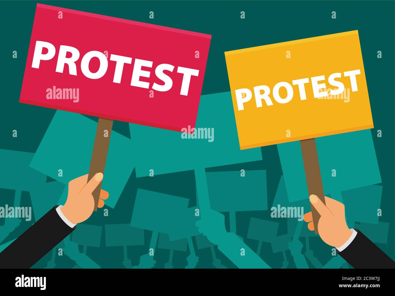 Hand holding protest sign flat illustration Stock Vector Image & Art ...