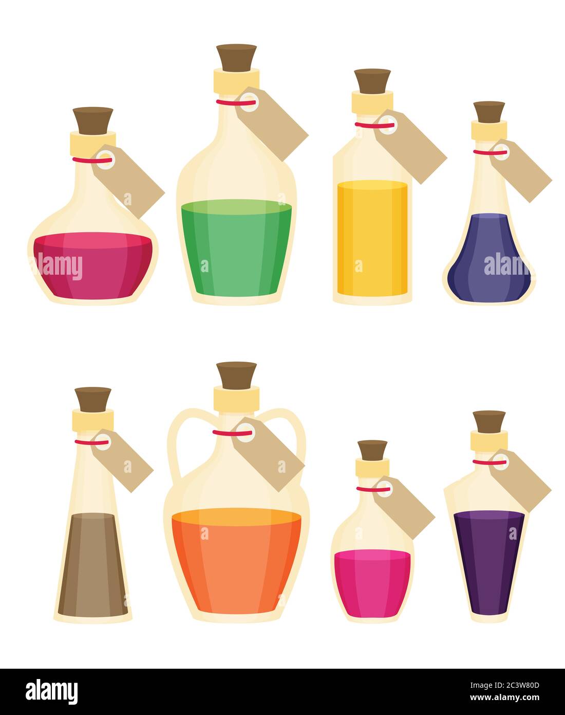 Set of cartoon bottles and potions. Flat vector Stock Vector Image ...
