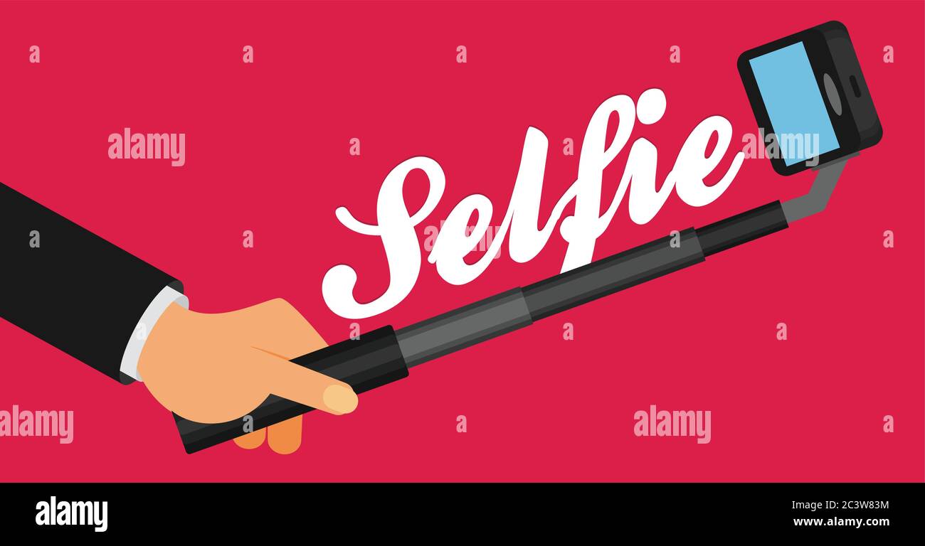selfie stick with hand flat vector Stock Vector Image & Art - Alamy