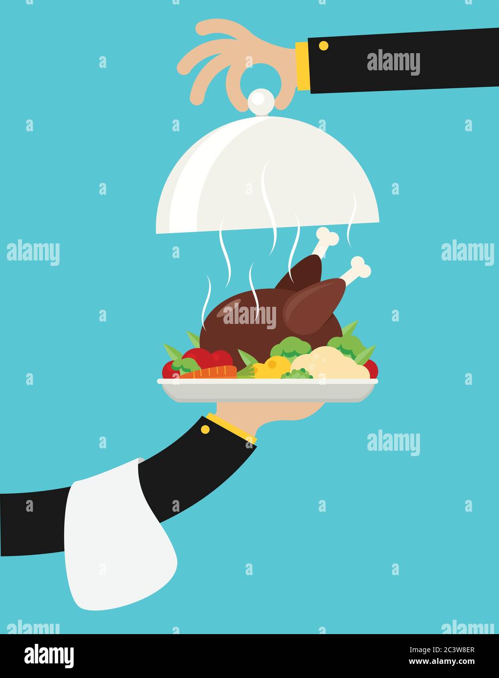 Vector flat illustration with hot cooked chicken Stock Vector Image ...