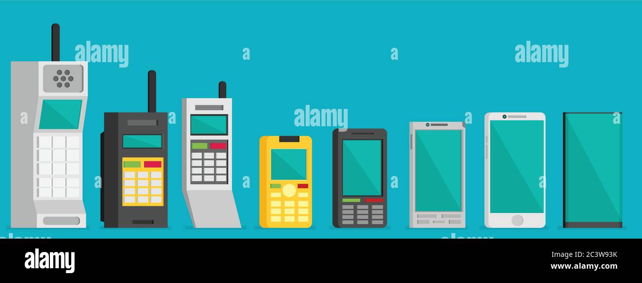 Cell phone evolution illustration. Flat vector Stock Vector Image & Art ...