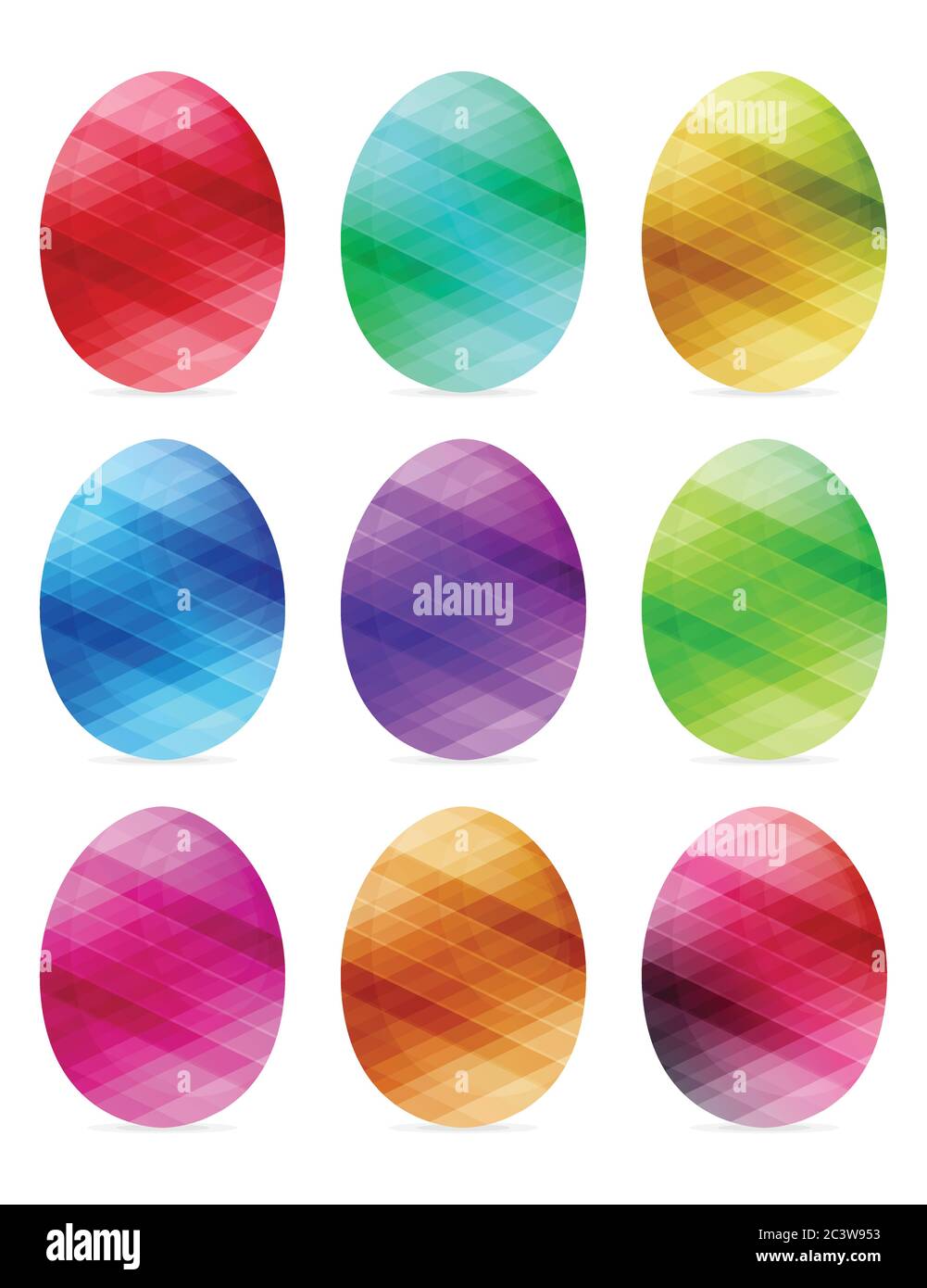 Set of Easter eggs with different texture on a white background Stock ...