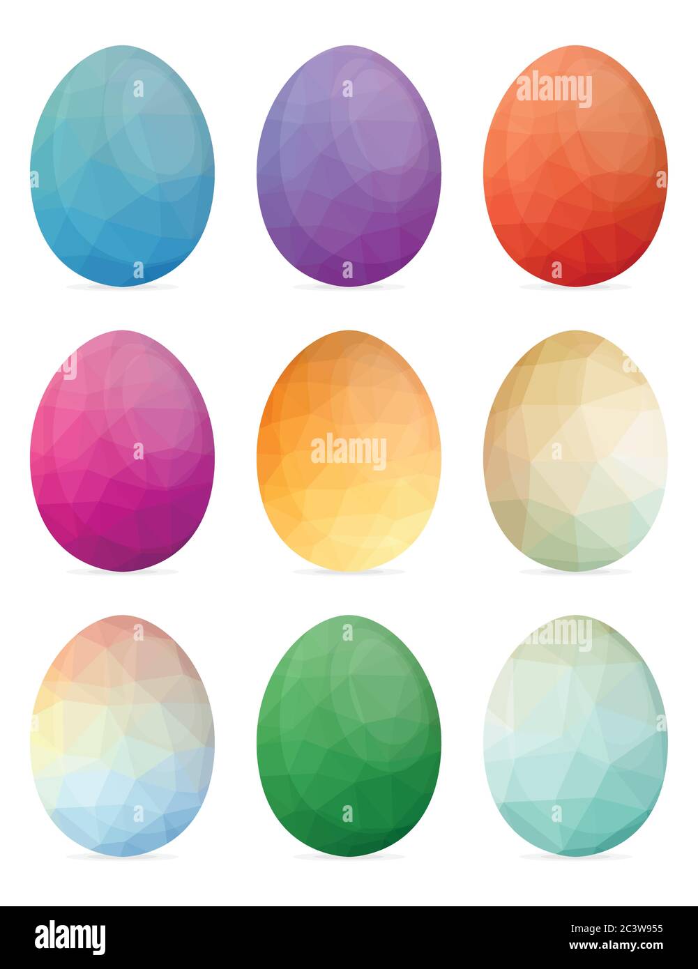 Set of Easter eggs with different texture on a white background Stock ...