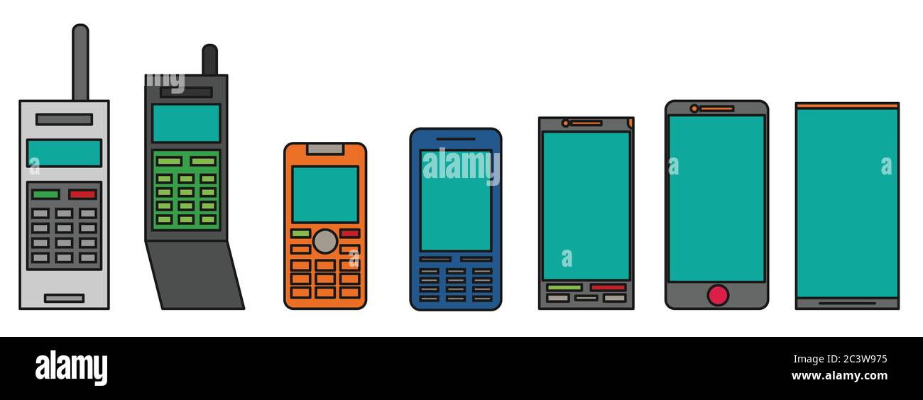 Cell phone evolution illustration. Flat vector Stock Vector Image & Art ...