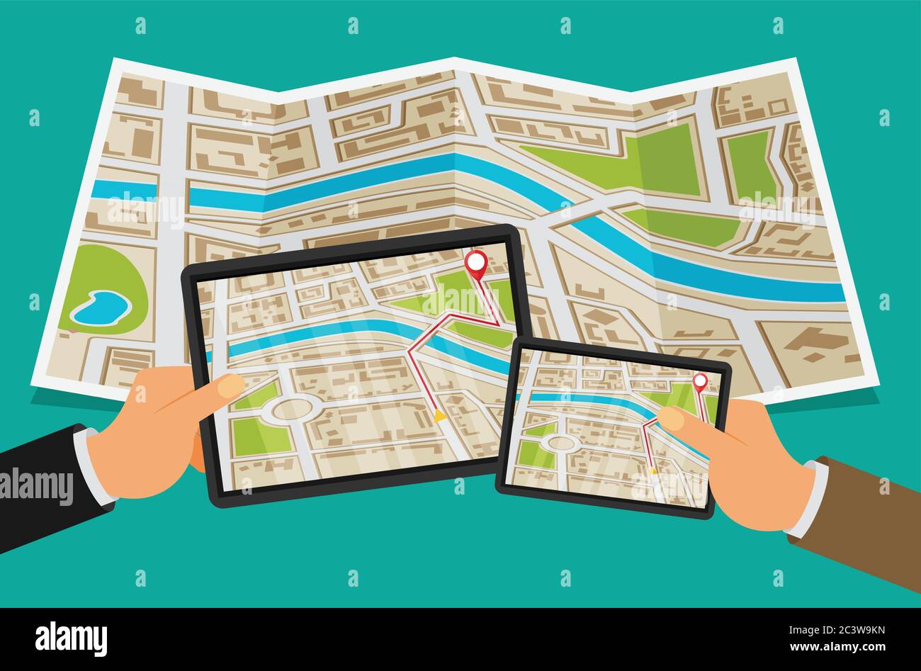Flat vector GPS navigation Stock Vector Image & Art - Alamy