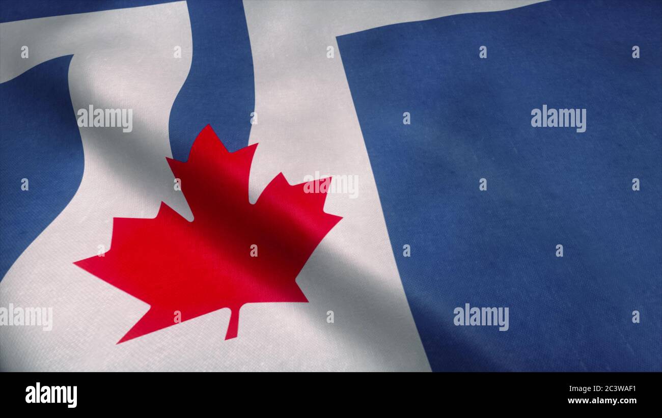 Flag of Toronto waving in wind. Realistic Toronto flag background. 3d ...