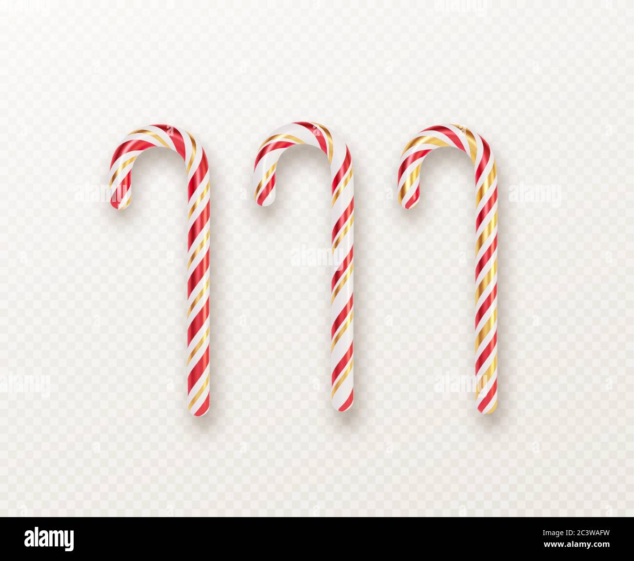 Realistic Xmas candy cane set isolated on white backdrop. Vector ...