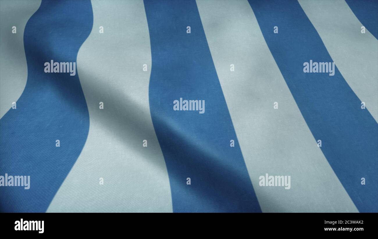 Flag of Mar del Plata, city of Argentina, waving in wind. Realistic ...